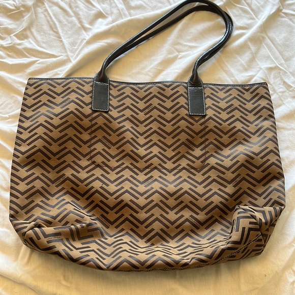 Via Spiga | Bags | Via Spiga Fabric Tote Bag With Leather Trim | Poshmark